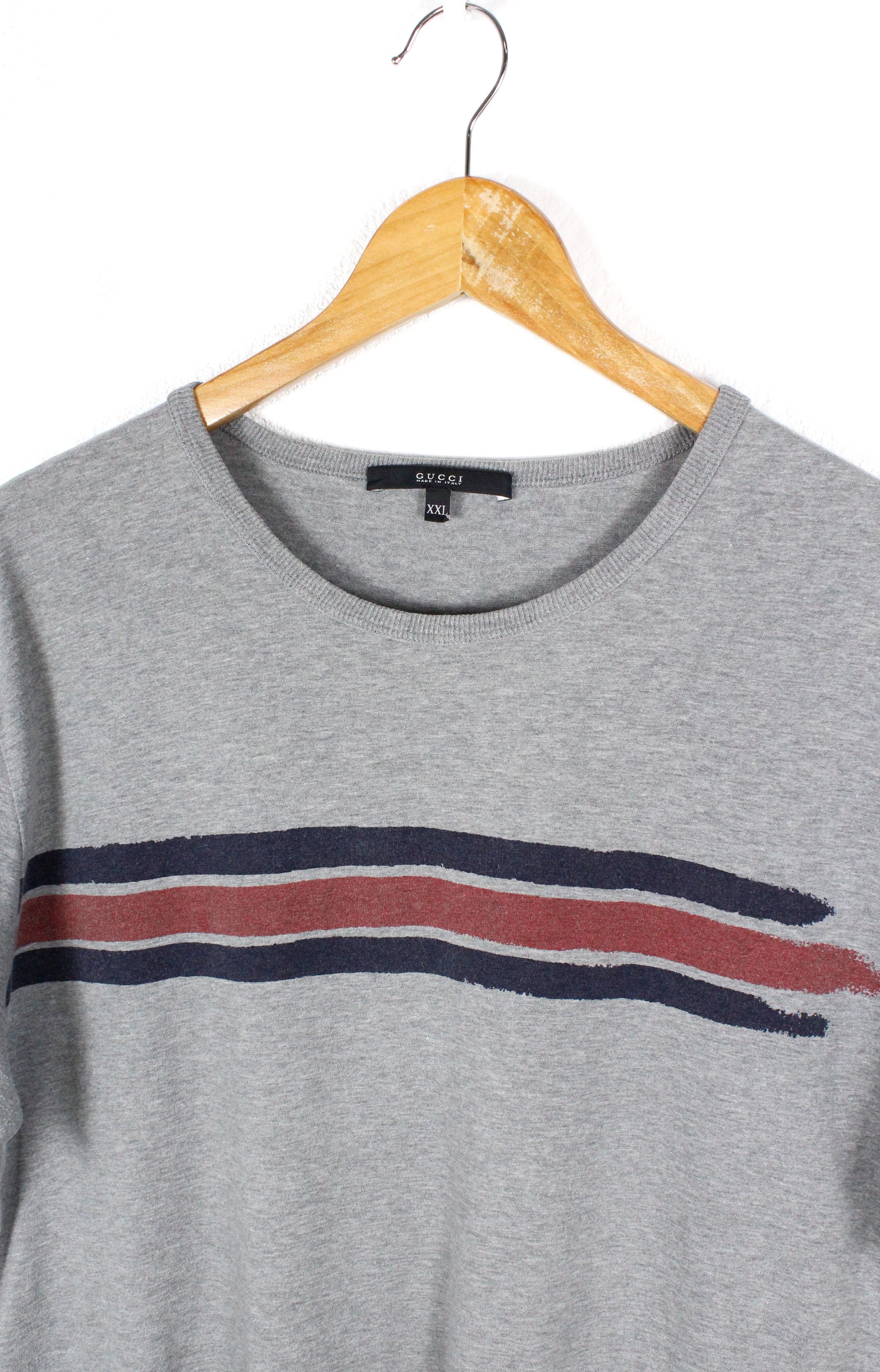 Gucci × Luxury Gucci Stripes Graphic Band Print Gray Tee T-shirt | Grailed