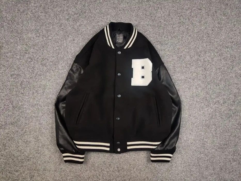Vintage Vintage 90's Japan Varsity Bomber Jacket Black Letterman | Grailed