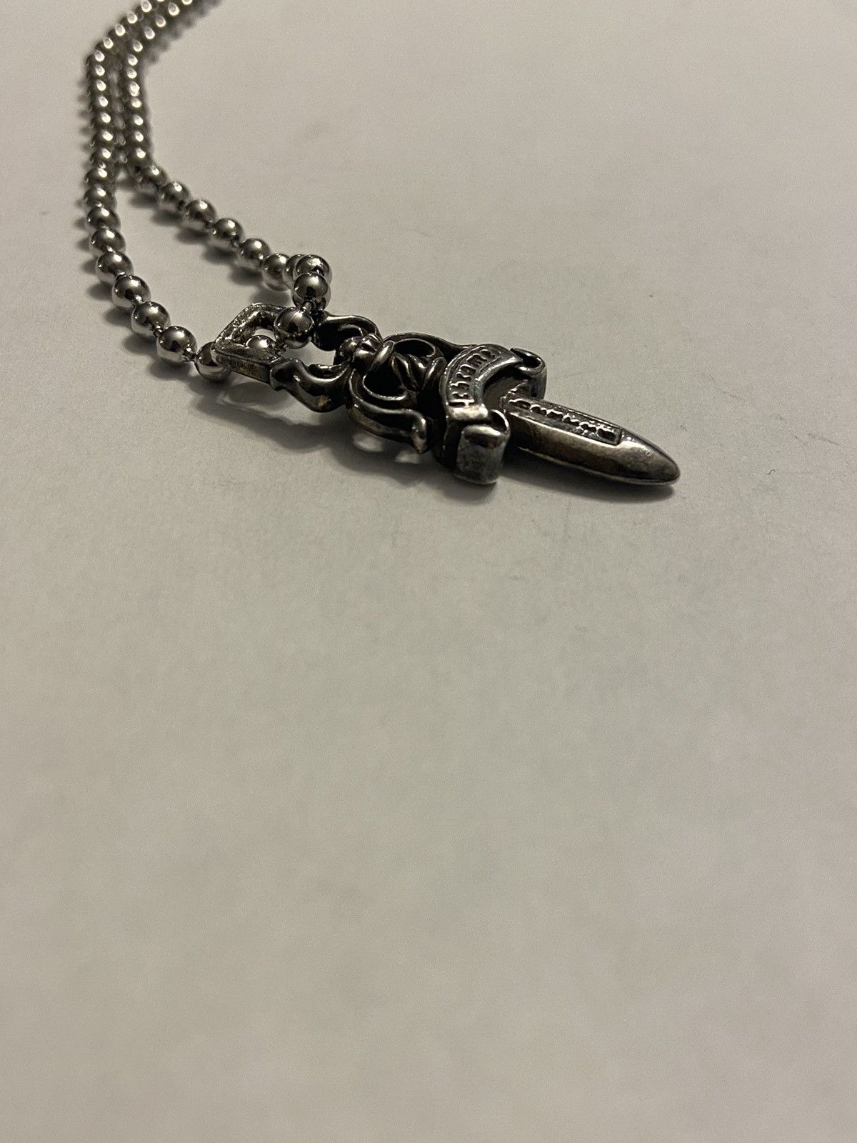 Chrome Hearts Chrome Hearts Dagger Pendant Ball Chain Necklace Silver ...