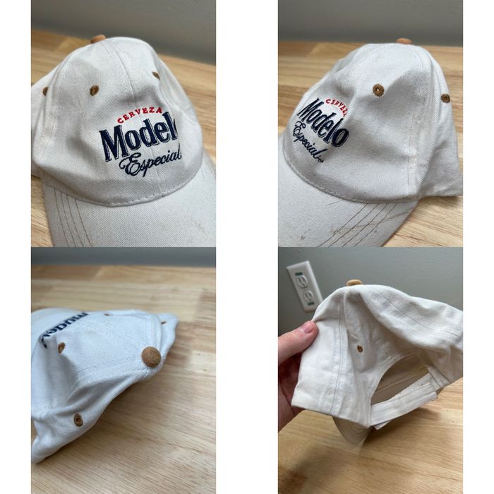 Vintage Modelo Baseball Cap Mens White Strapback Hat Logo Beer Bar Pub ...