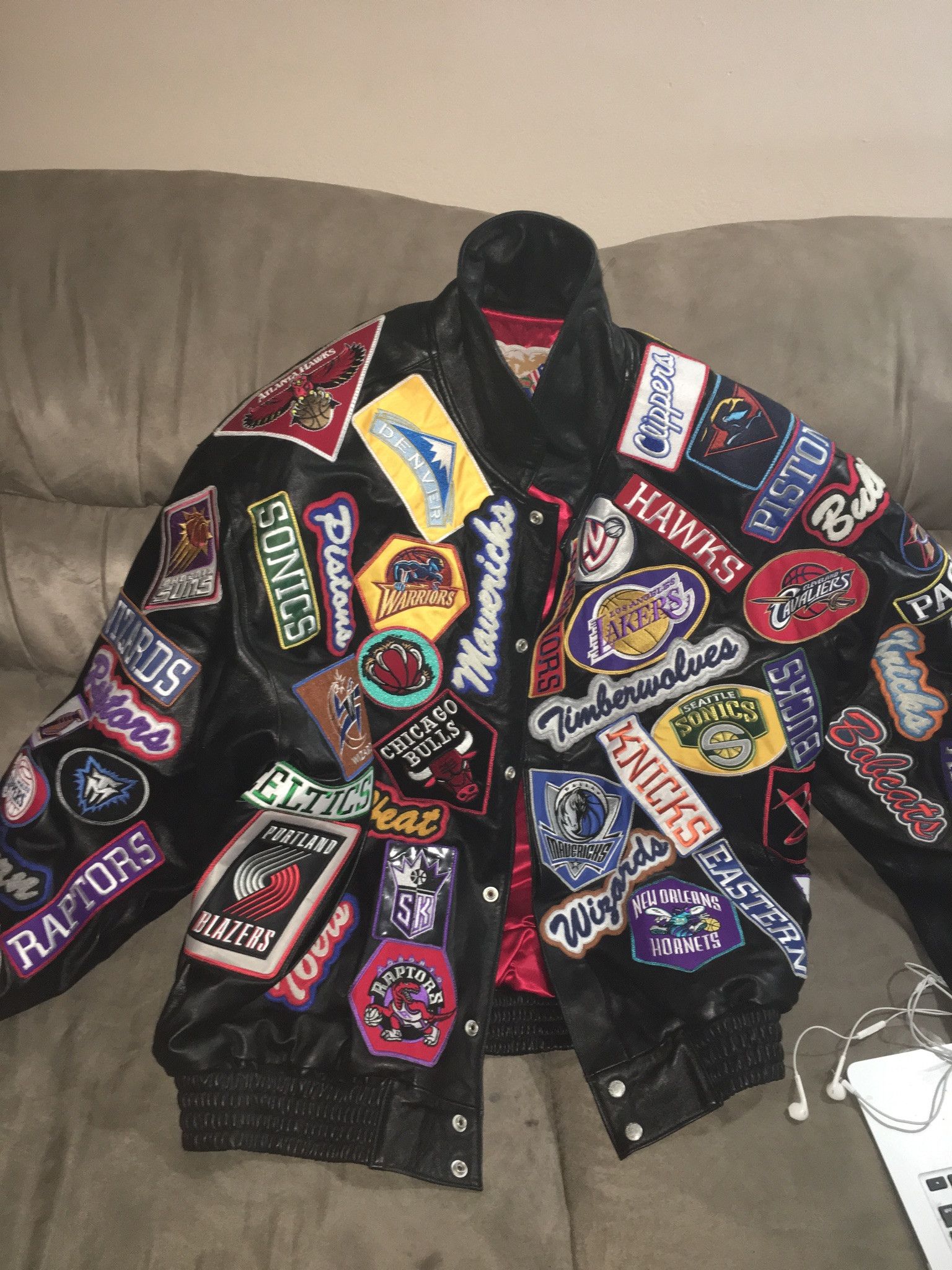Jeff Hamilton Jeff Hamilton NBA Collage Leather Jacket | Grailed