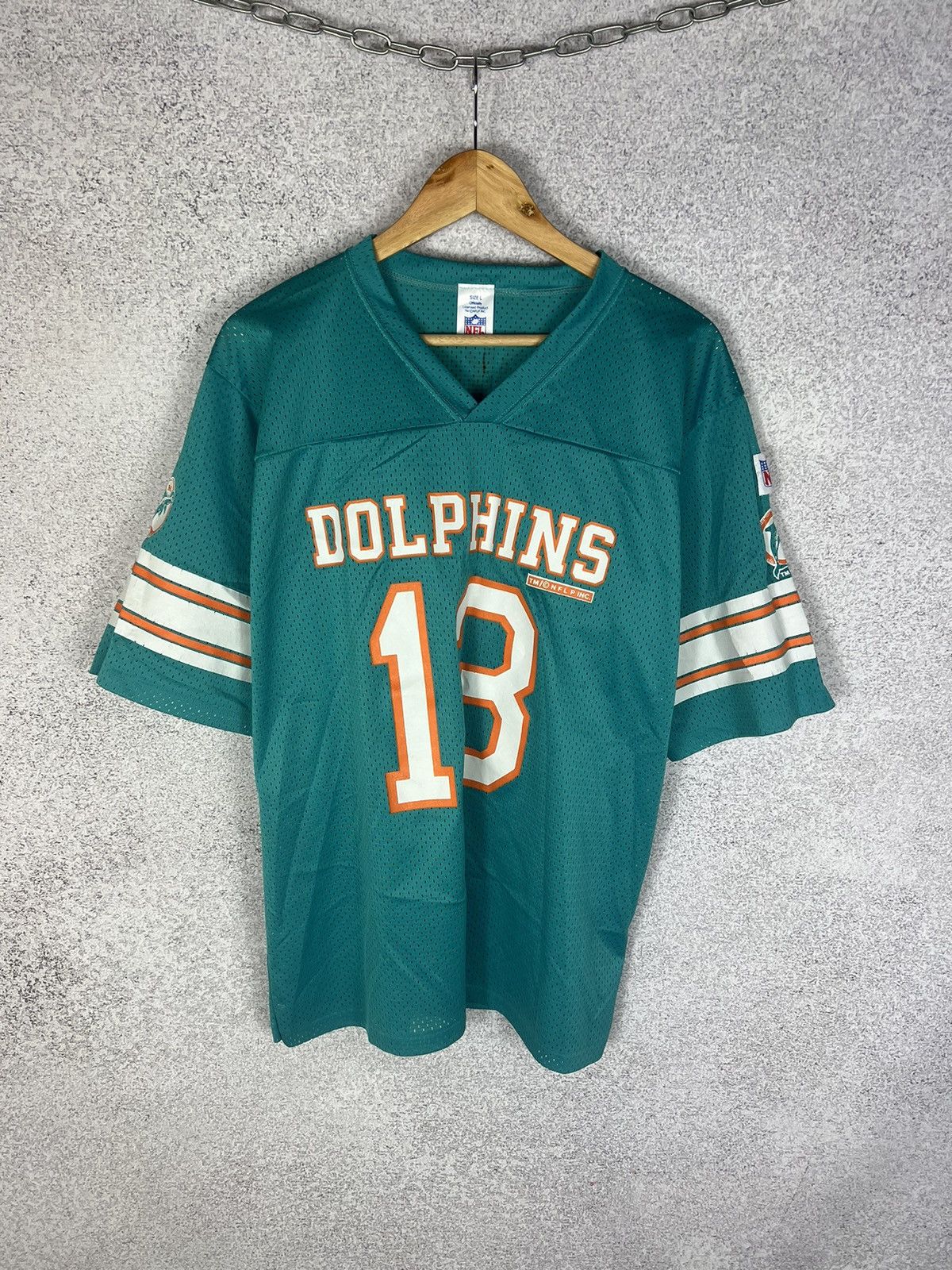 NFL × Vintage Vintage Dan Marino #13 Miami Dolphins NLF Jersey Shirt ...