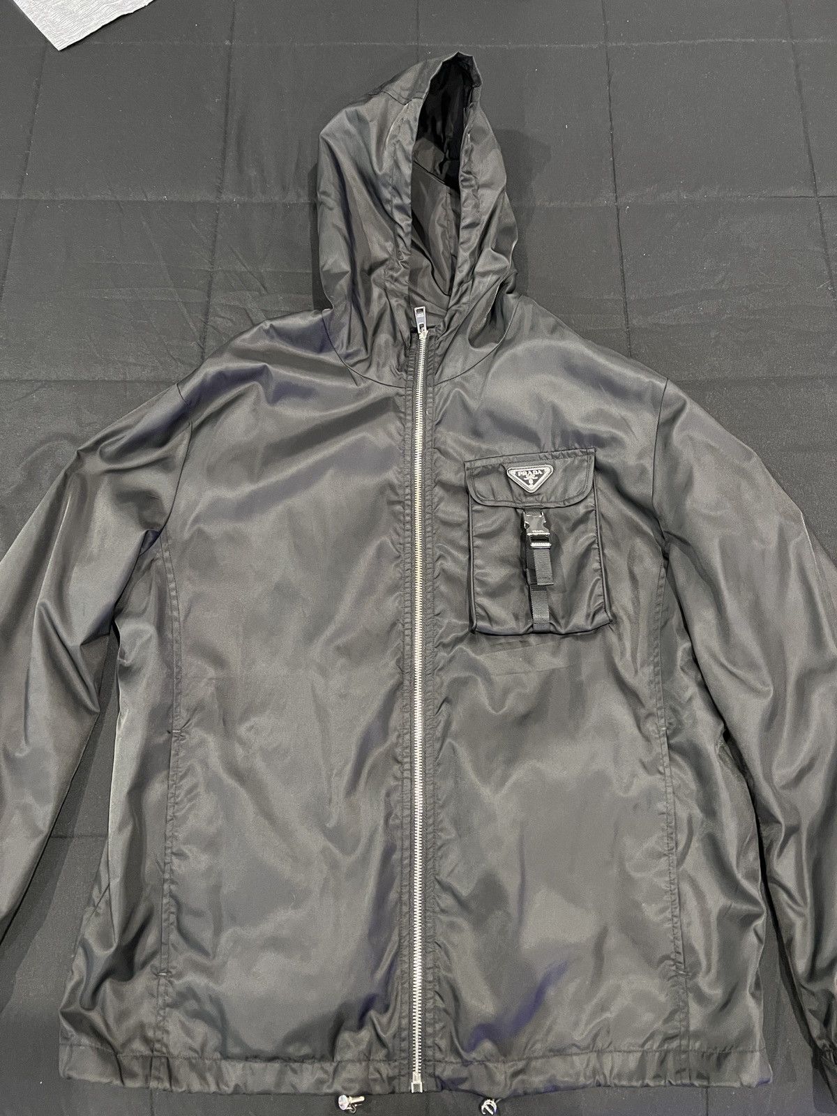 Prada Prada Re-Nylon Black Rain Jacket | Grailed