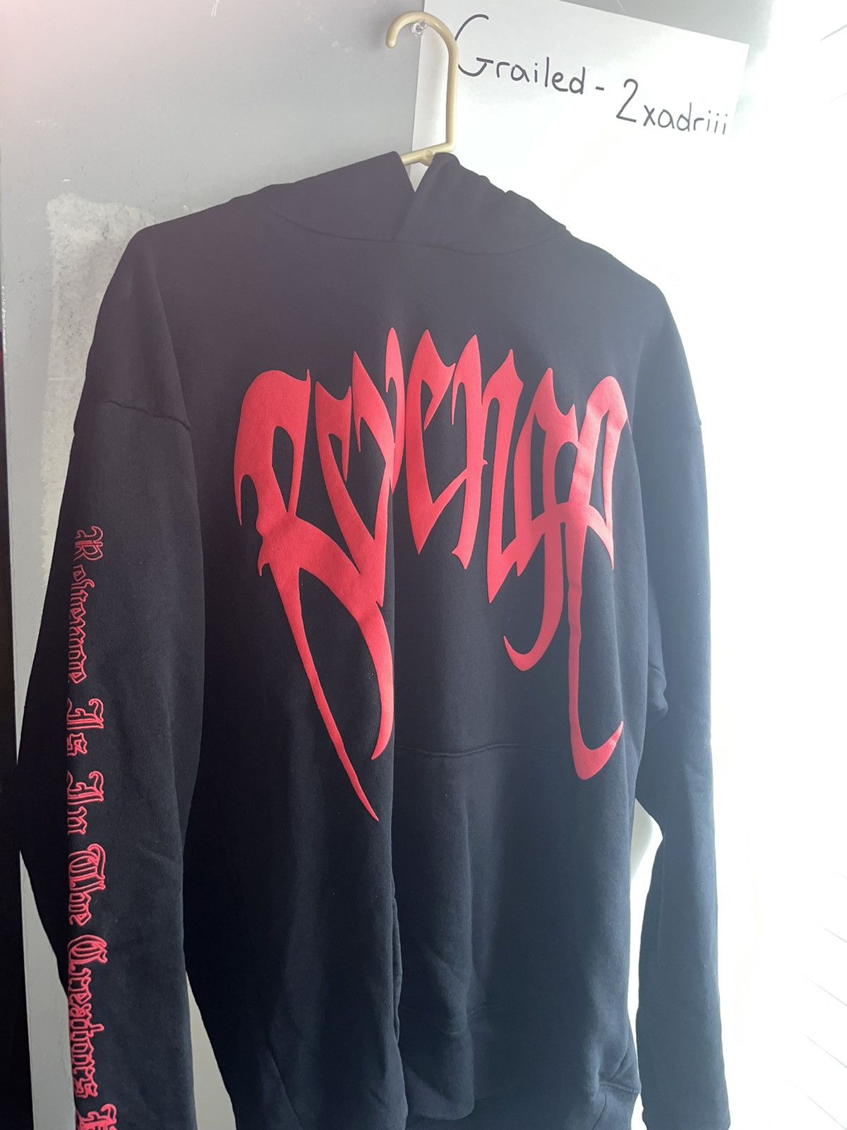 Revenge Revenge Black/Red Arch Logo Hoodie | Grailed