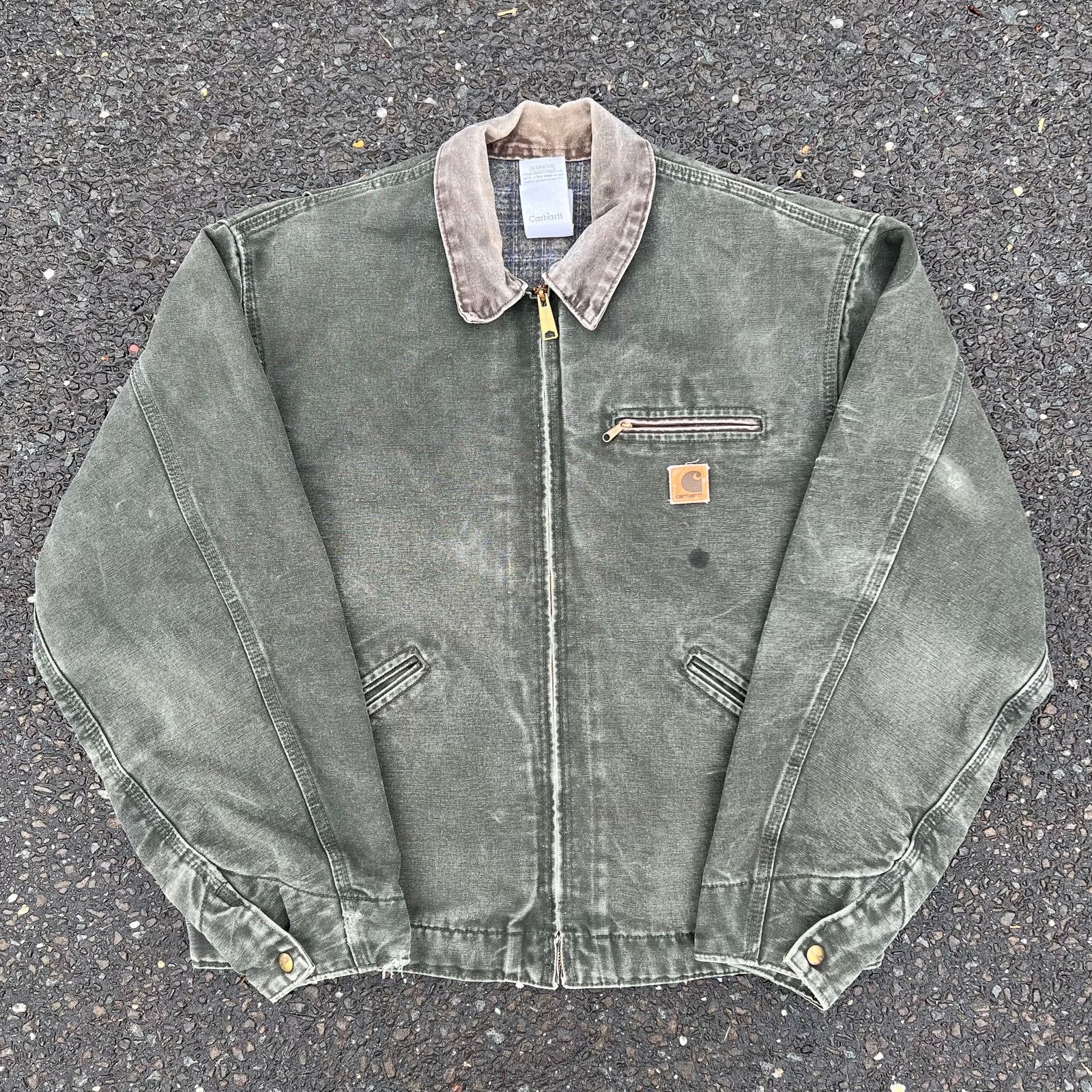 Vintage Vintage Carhartt Detroit j97 mos green work wear jacket | Grailed