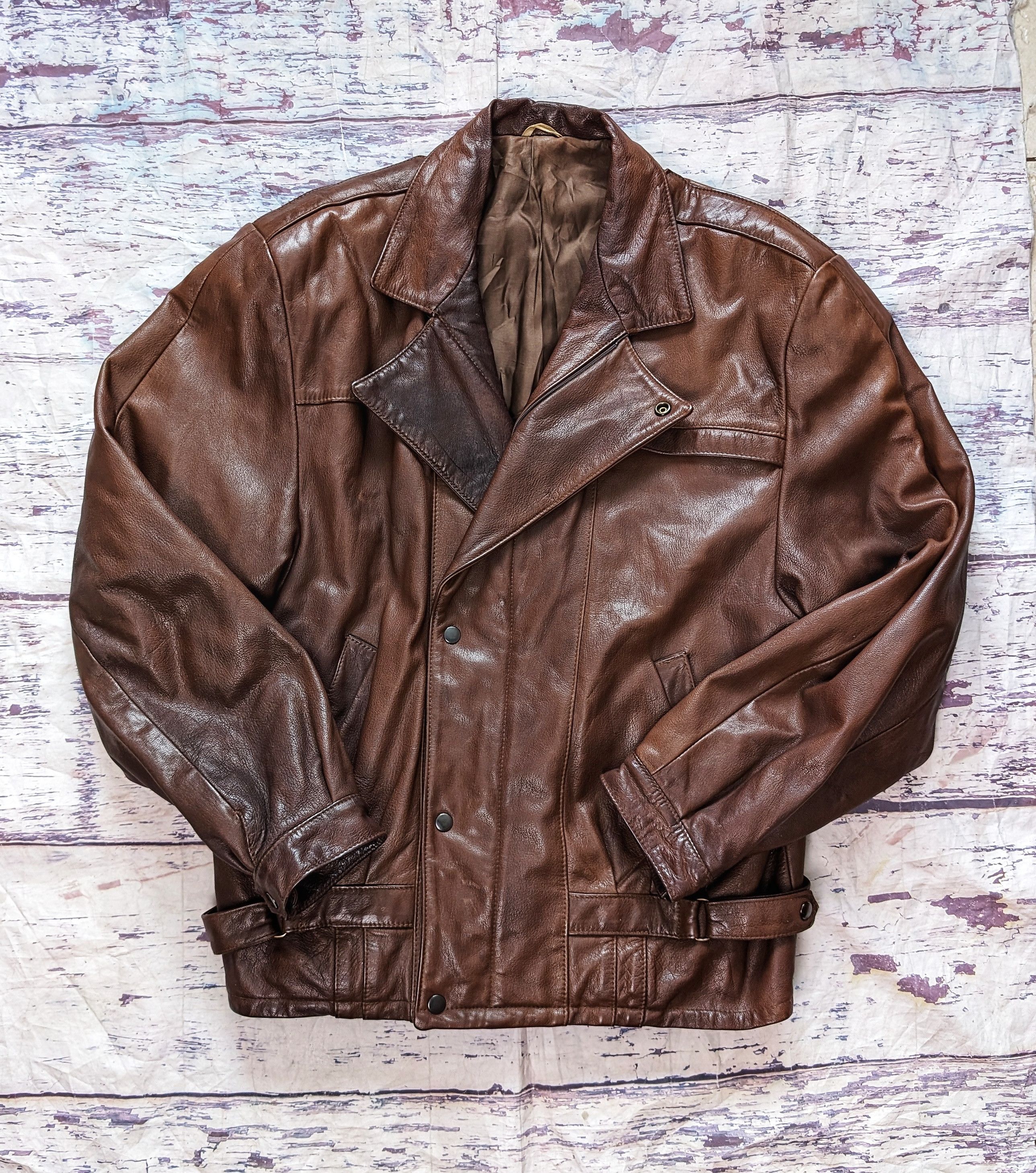 Vintage Brown ramones Real leather swedish jacket made in Sweden | Grailed