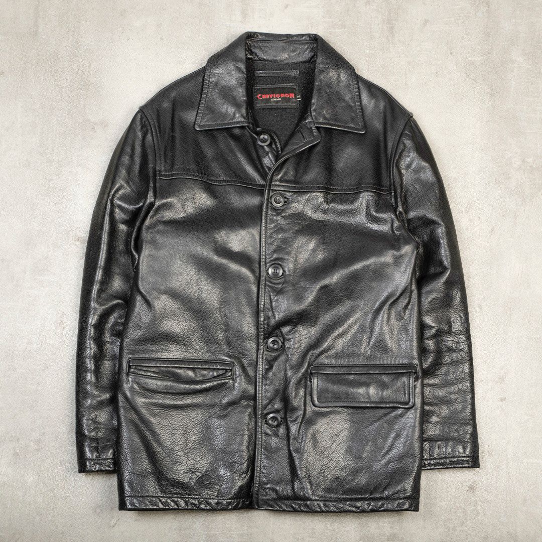 Chevignon × Vintage CHEVIGNON VINTAGE LEATHER JACKET BLACK | Grailed