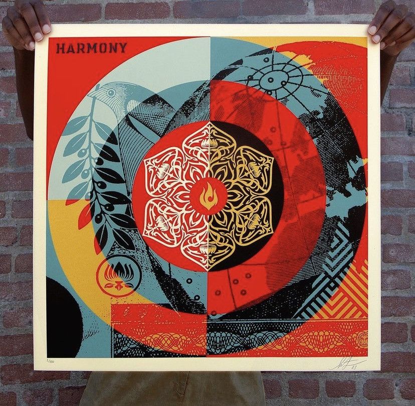 Art × Obey × Shepard Fairey *IN HAND* Obey Giant Global Harmony Signed ...