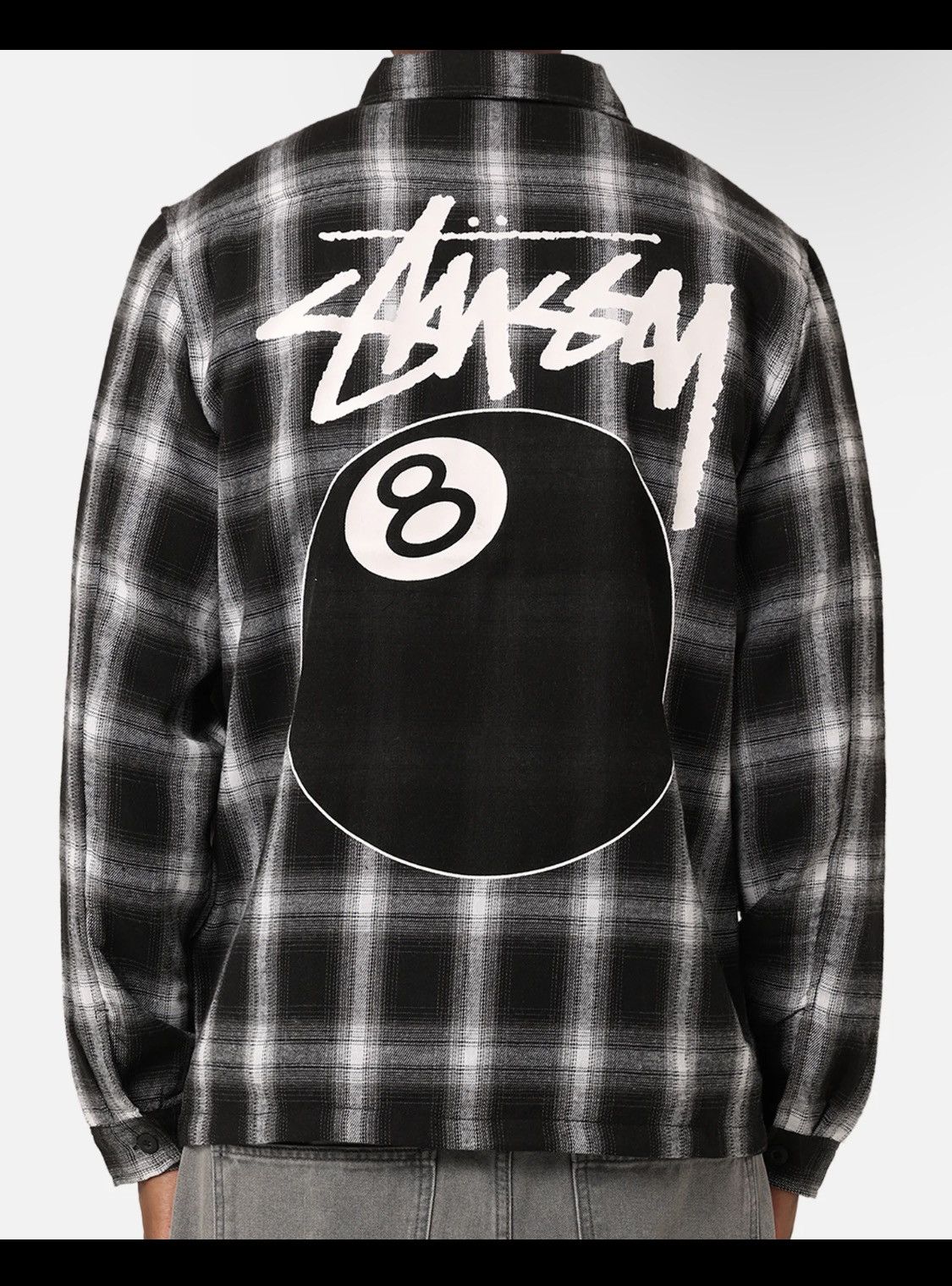 Stussy Stussy 8 Ball Checkered Zip Up Jacket Black | Grailed