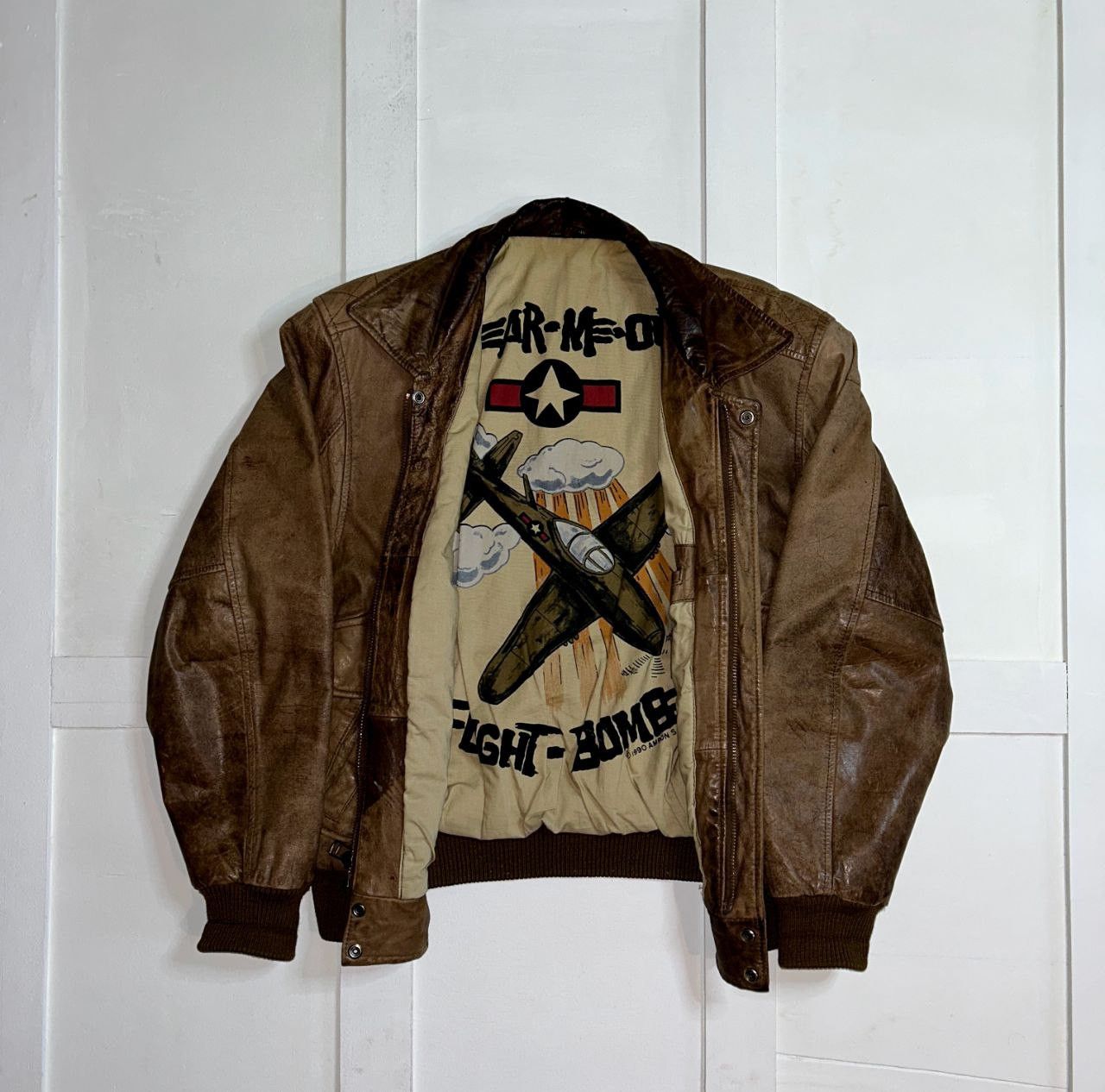 Vintage LAST DROP Wear m out Rare AvirexLeather Flight Jacket Bomber ...