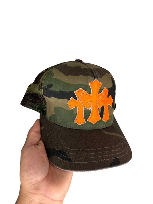 Chrome Hearts Chrome Hearts Camo Cemetery Triple Cross Orange Hat | Grailed