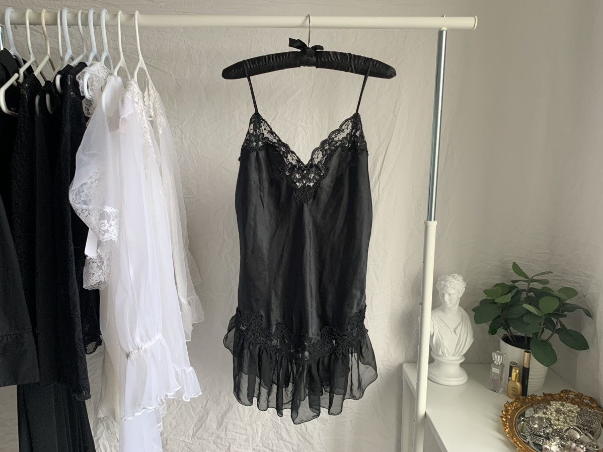 Vintage Vintage Romantic Night black micro mini slip dress | Grailed