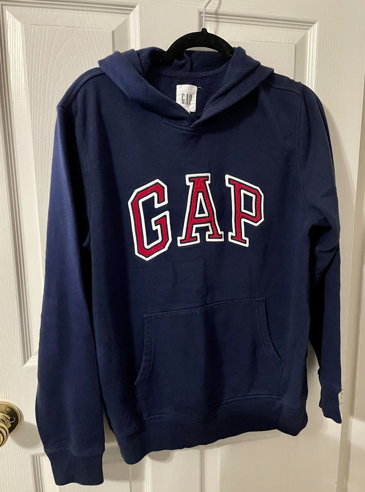 Gap × Vintage Navy Gap Pullover Hoodie with Red Logo No Strings | Grailed