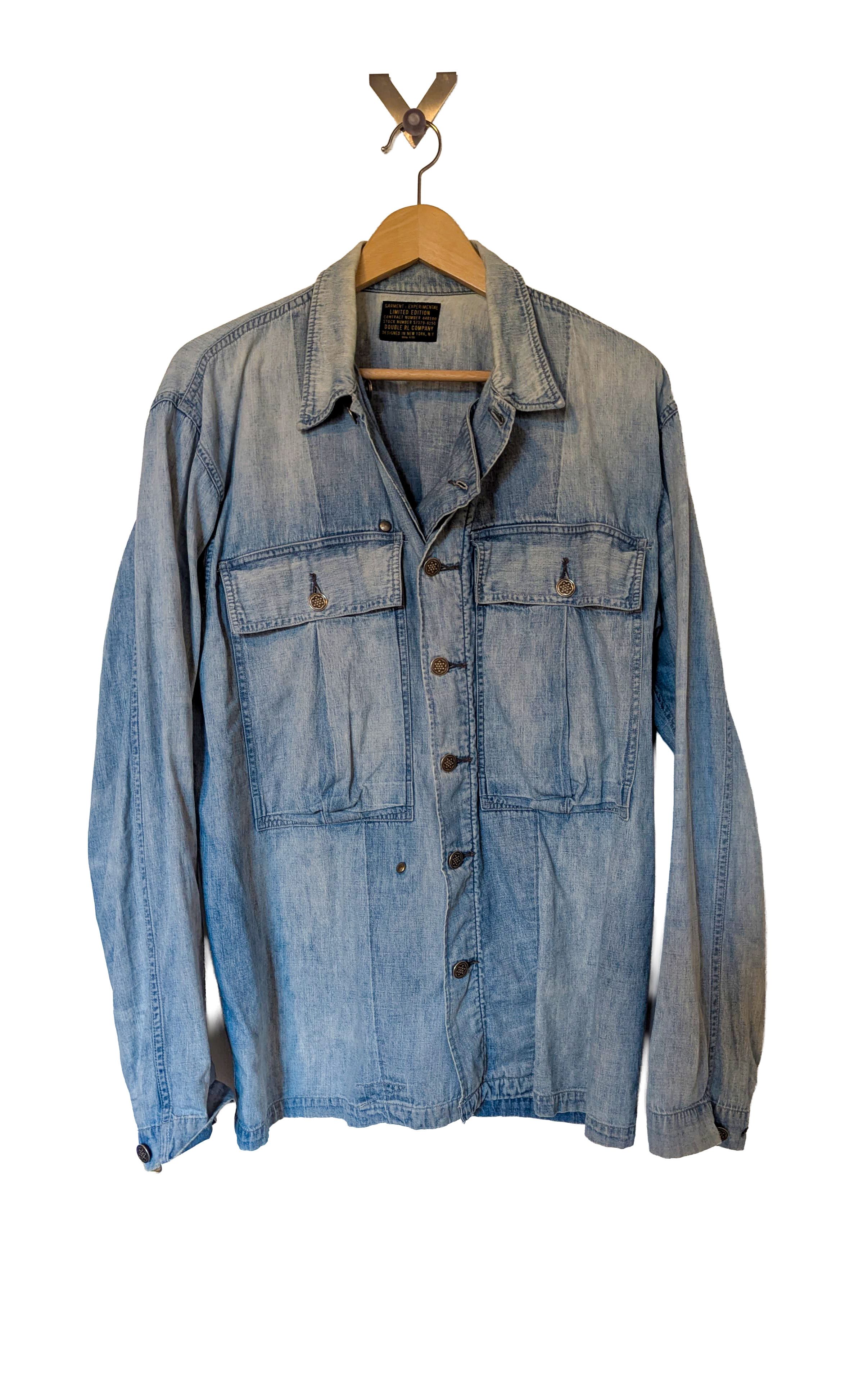 RRL Ralph Lauren FW 14 RRL Army overshirt in faded denim | Grailed