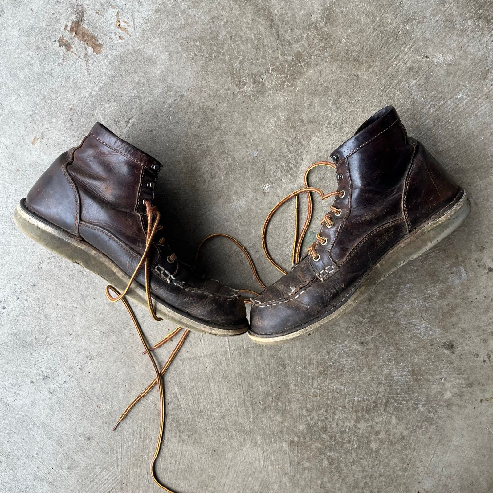 Vintage DANNER BULL RUN BROWN ROUND TWO 11 MOC TOE SAFETY WORK | Grailed