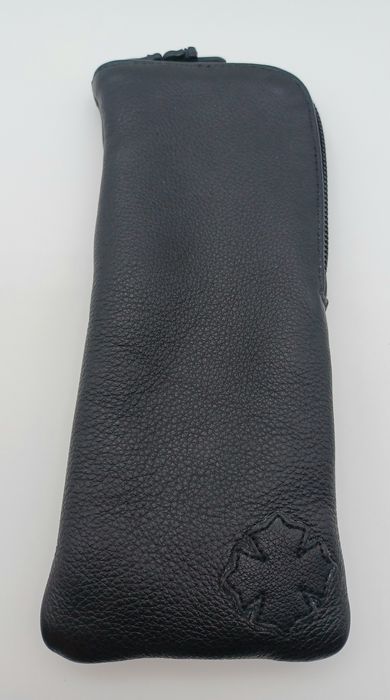 Chrome Hearts Chrome Hearts Medium Black Pebbled Leather Soft Zip Case ...