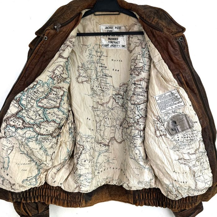 Vintage Vintage USA Air Forces Pilot Leather Flight Jacket World Map ...