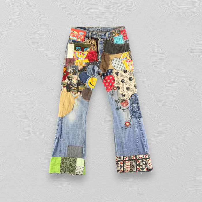 Vintage Vintage Levis 501 Patchwork Hippie Jeans Rework Flare | Grailed