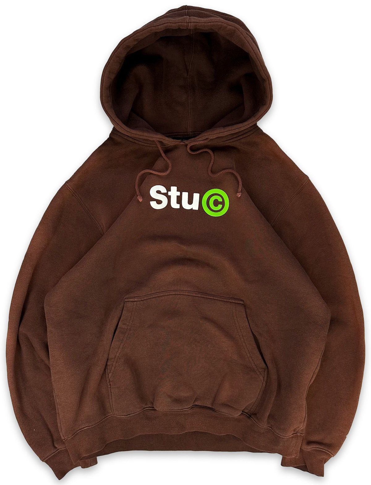 Stussy 00s Stüssy ‘STU ©’ Motif Brown Heavyweight Slogan Hoodie | Grailed