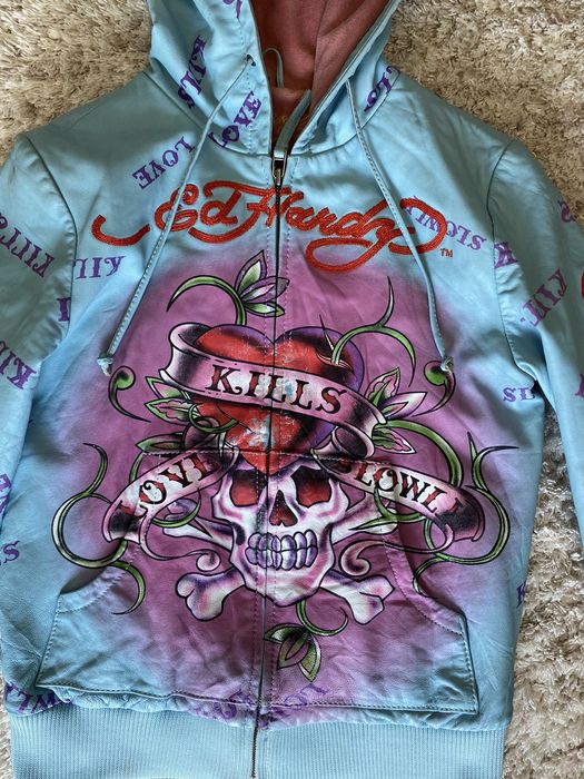 Vintage Ed hardy jacket leather vintage | Grailed