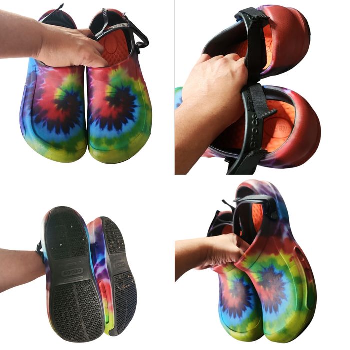 Very Rare Crocs Bistro Pro Literide tie dye rubber clogs work SZ 15 ...
