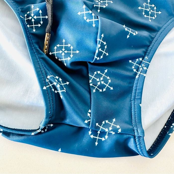 Andrew Christian Blue White Print Speedo Swimsuit Bikini Low Rise Swim ...