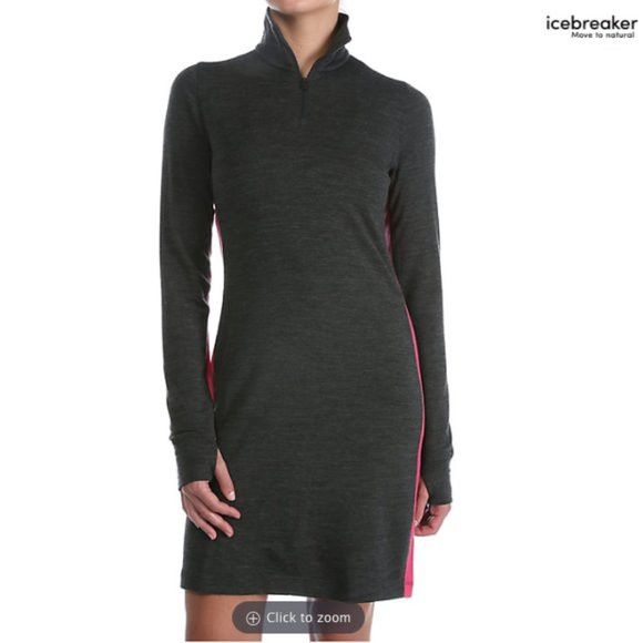 Icebreaker Icebreaker Half Zip Long Sleeve Wool Affinity Dress - S ...