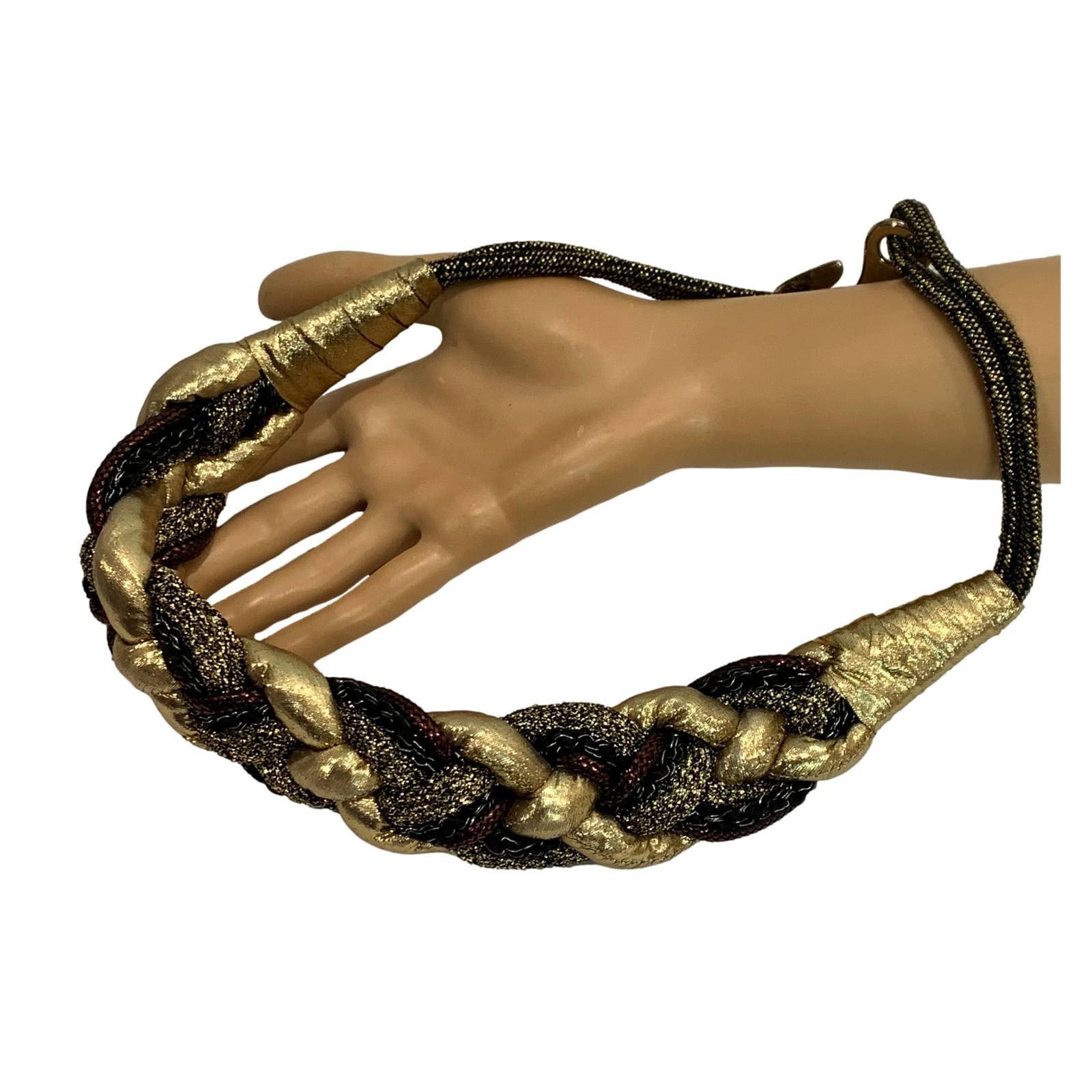 Avant Garde × Vintage 70s 80s Thick Braid Twisted Belt Stretch Gold ...