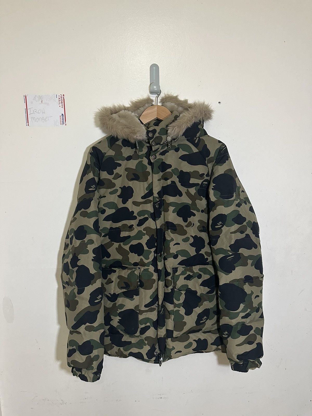 Bape OG A BATHING APE FUR HOODED PUFFER JACKET | Grailed