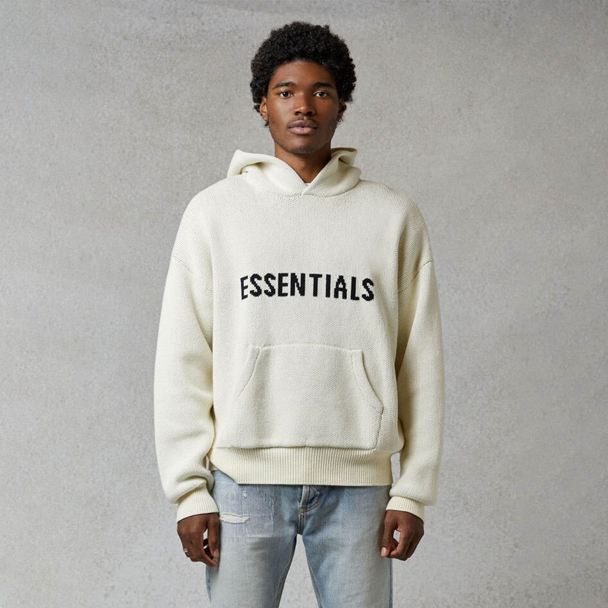 Essentials × Fear of God × Streetwear Fear of God Essentials Knit Hoodie - Cream - Brand New 🚀 ...