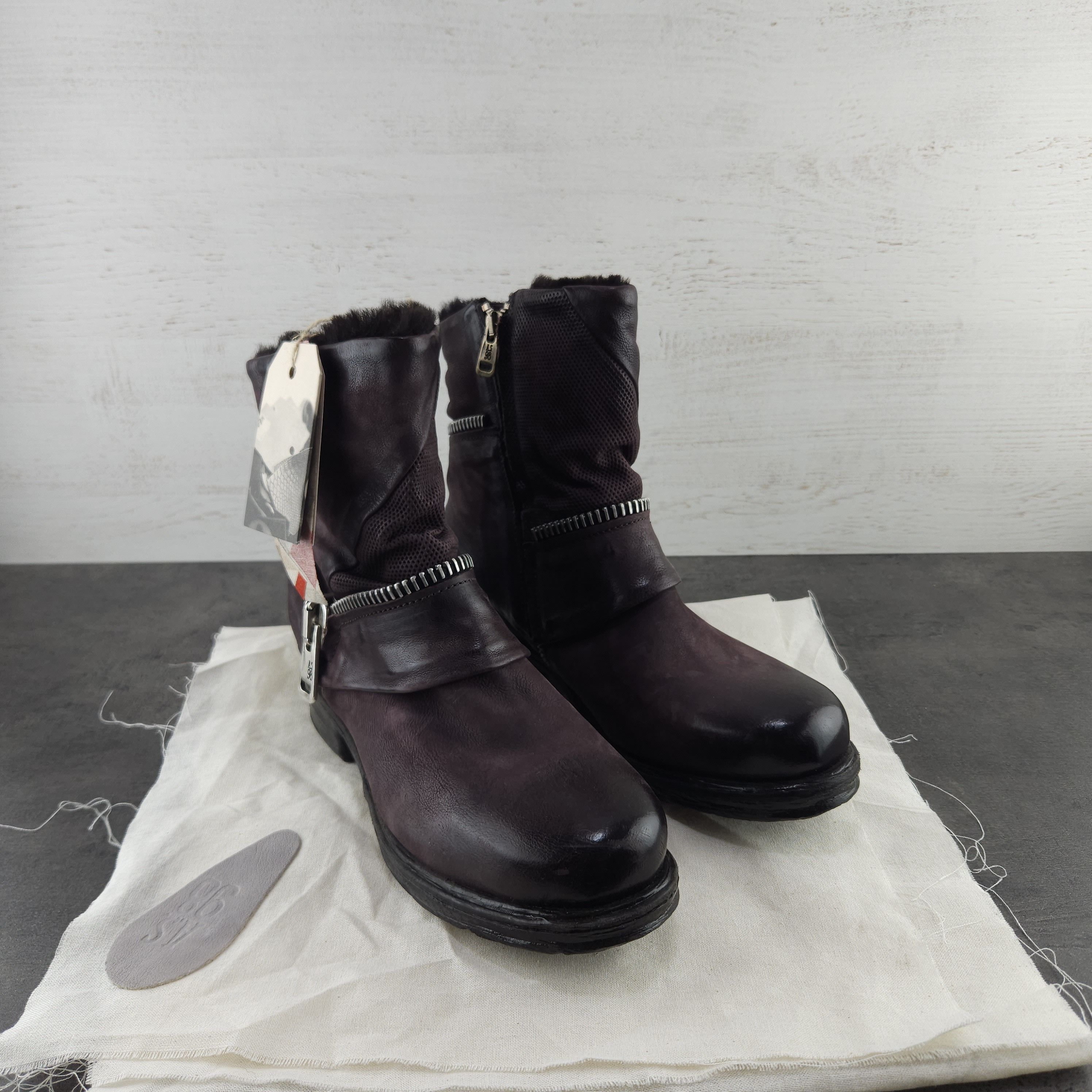 Airsteps × Italian Designers A.S.98 Ankle Leather boots Burgundy SZ 37 ...