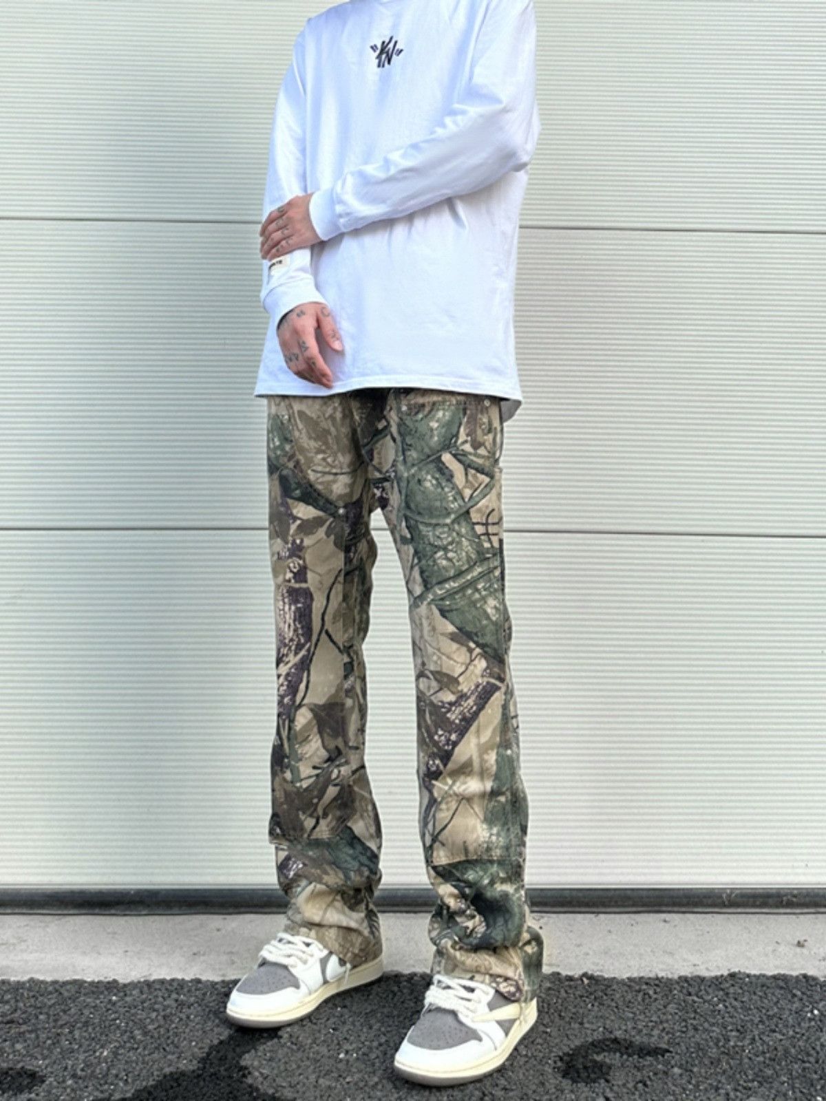 Camo × Streetwear Camo Wide Leg Stack Pants | Grailed