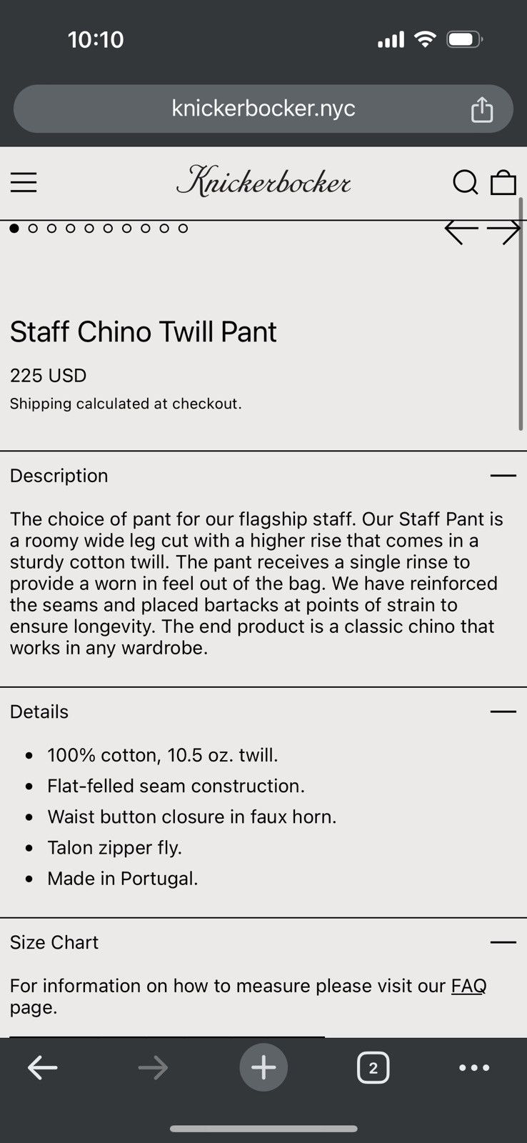 Knickerbocker Mfg Co Knickerbocker NYC Chino Twill Staff Pant - Natural ...