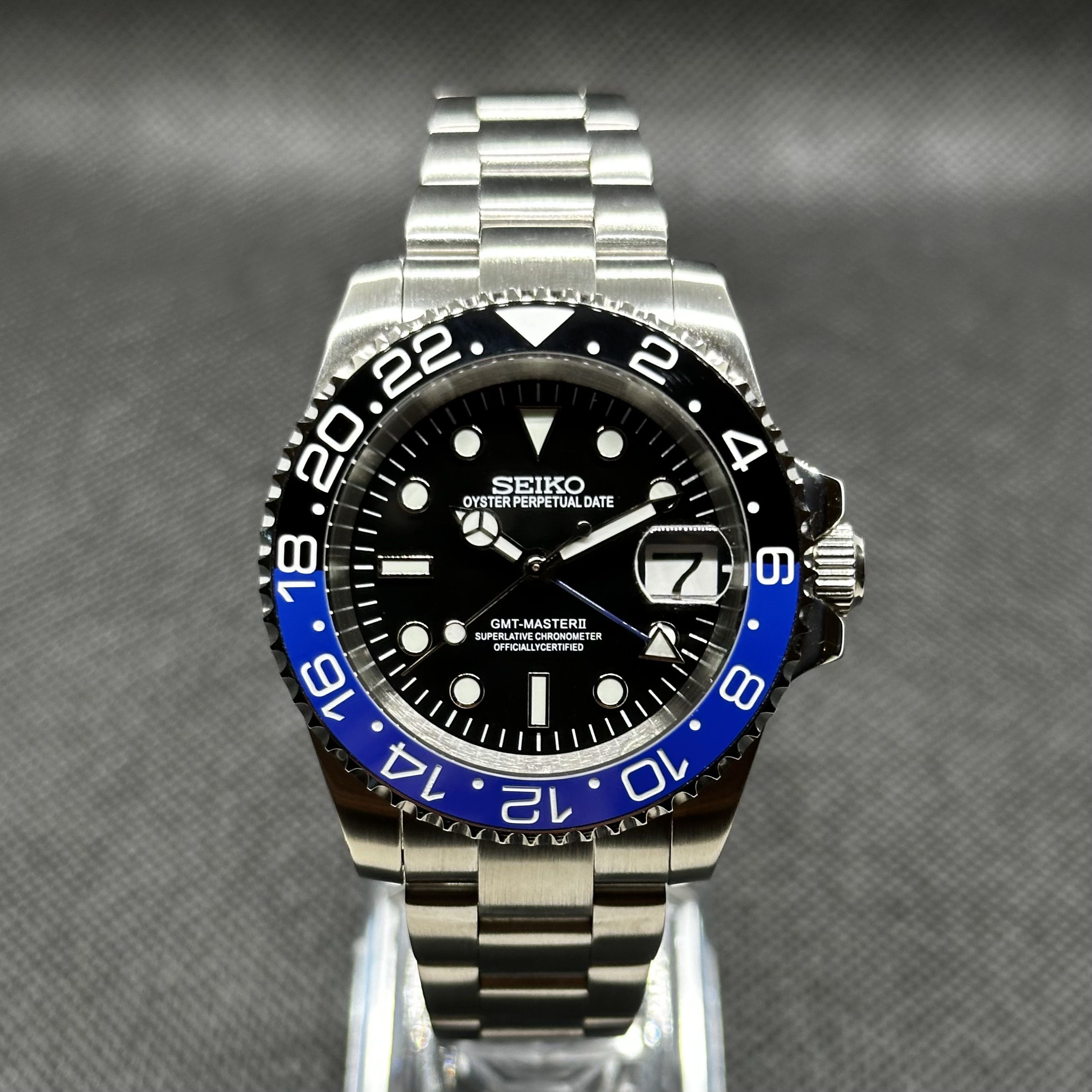 Custom Seiko Mod “Batman” GMT Dive Watch (Premium Dial) | Grailed