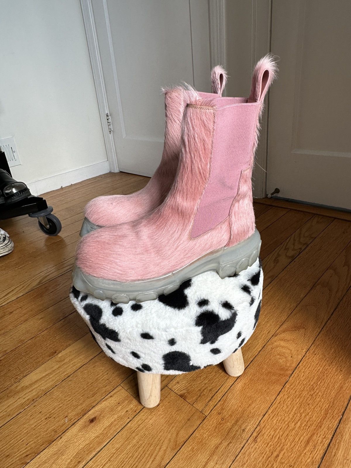 Rick Owens Rick Owens Pink Pony Hair Bozo Tractor Boots | Grailed