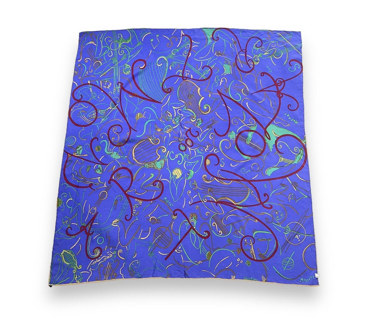 Designer Nadia Roden Opera Mozart 200 Hand Printed Silk Scarf | Grailed