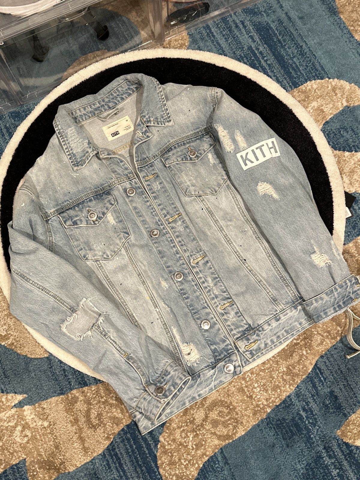 Kith Kith LAIGHT paint splatter DENIM JACKET | Grailed