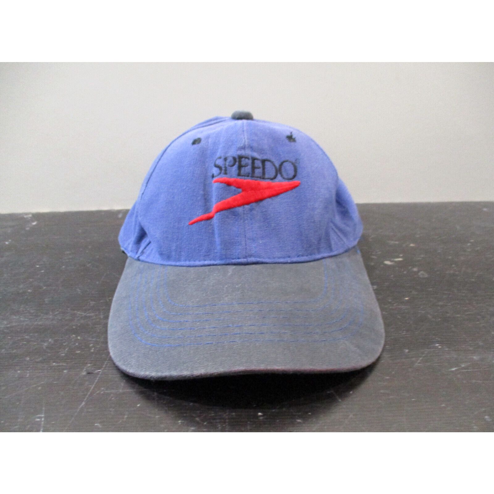Speedo VINTAGE Speedo Hat Cap Snap Back Blue Black Logo Swim Swimming ...