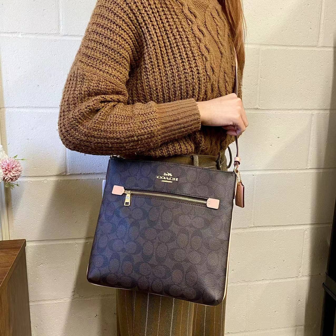 Coach Coach C1554 Rowan File Bag In Signature Canvas In BROWN | Grailed