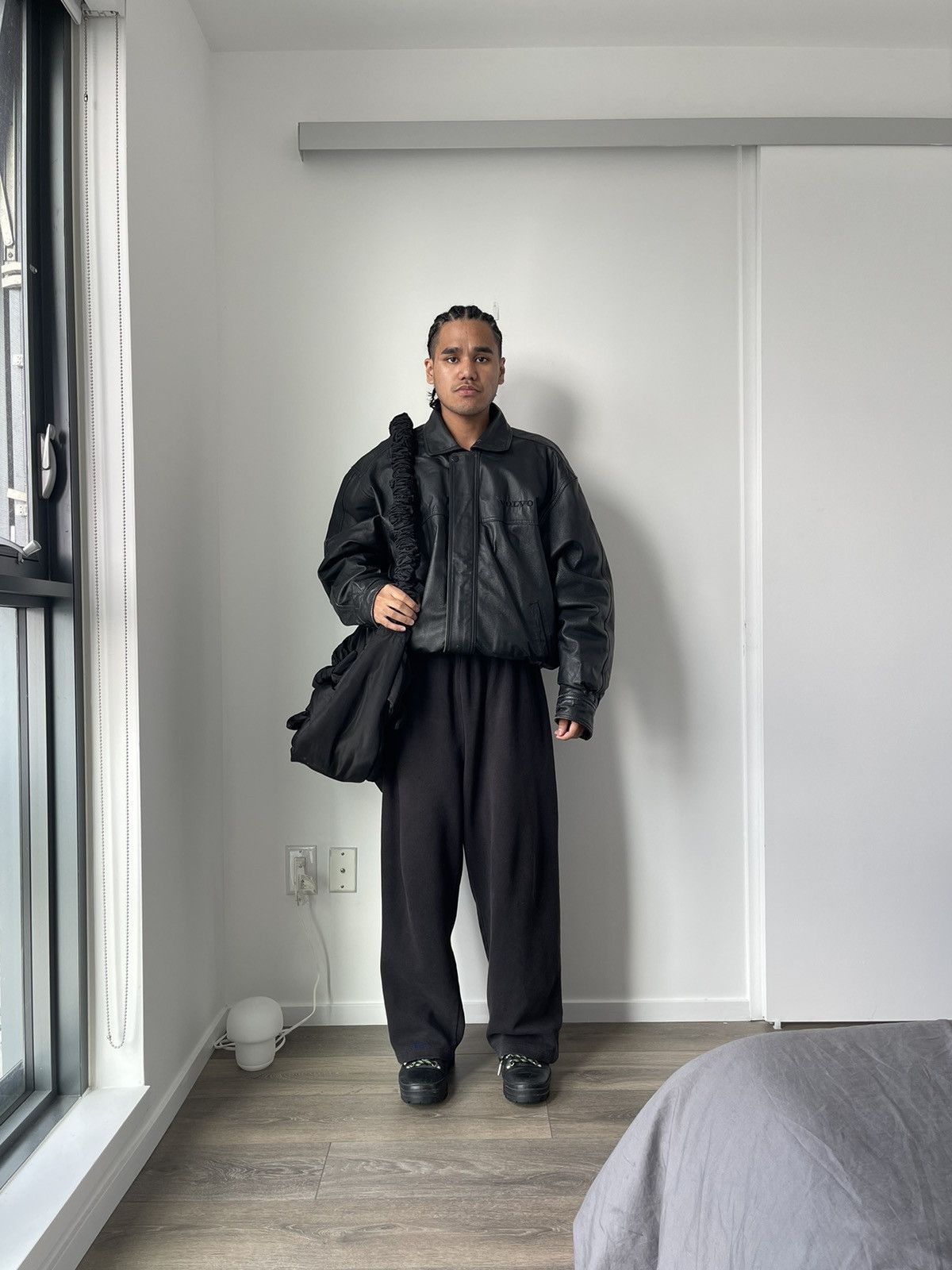 Leather Jacket × Streetwear × Vintage BLACK VOLVO LEATHER UTILITY JACKET - 1990S | Grailed