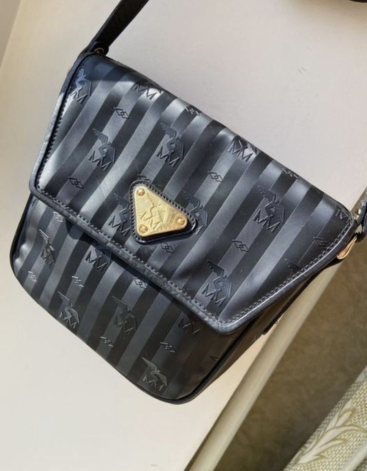 MCM MCM vintage messenger black monogram bag 🔥 | Grailed