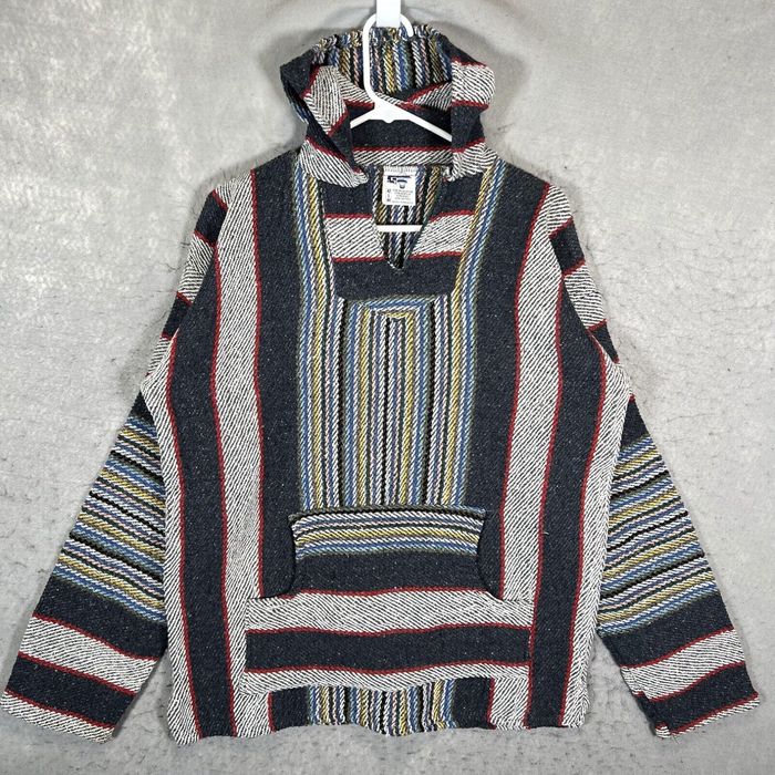 Vintage A1 Vintage ST Focus Mexican Drug Rug Poncho Baja Striped Hoodie ...