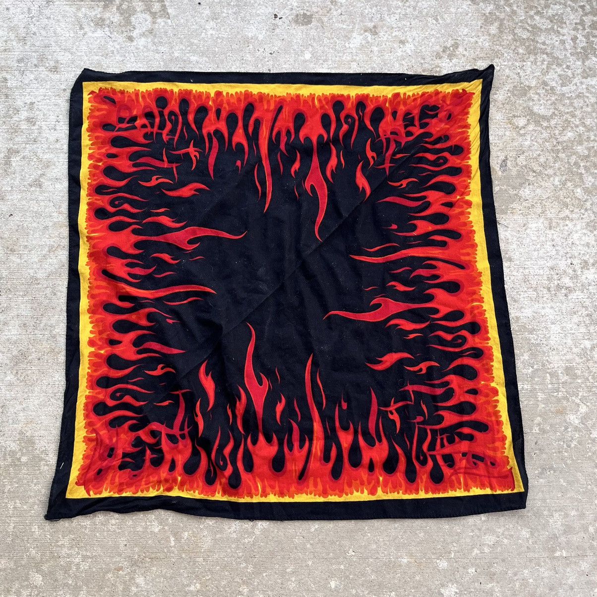 Streetwear × Vintage Crazy Y2K Flame Fire Bandana | Grailed