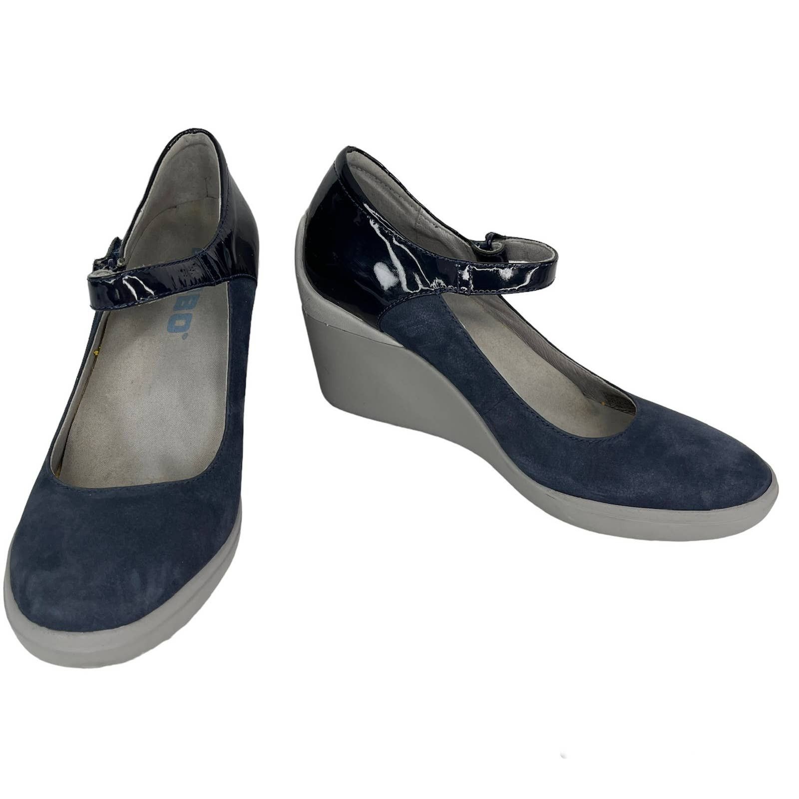 Tsubo Tsubo Dreux Mary Jane Wedges 9.5 Blue Nubuck Leather 40.5 | Grailed