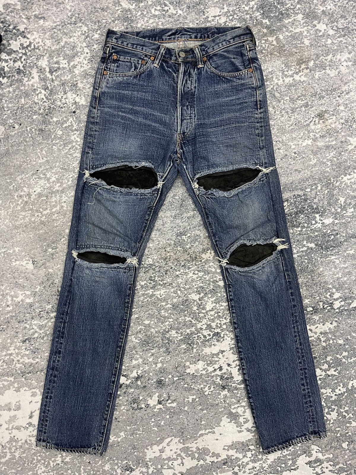 Distressed Denim × Full Count & Co. × Jean Full Count Fly Button ...