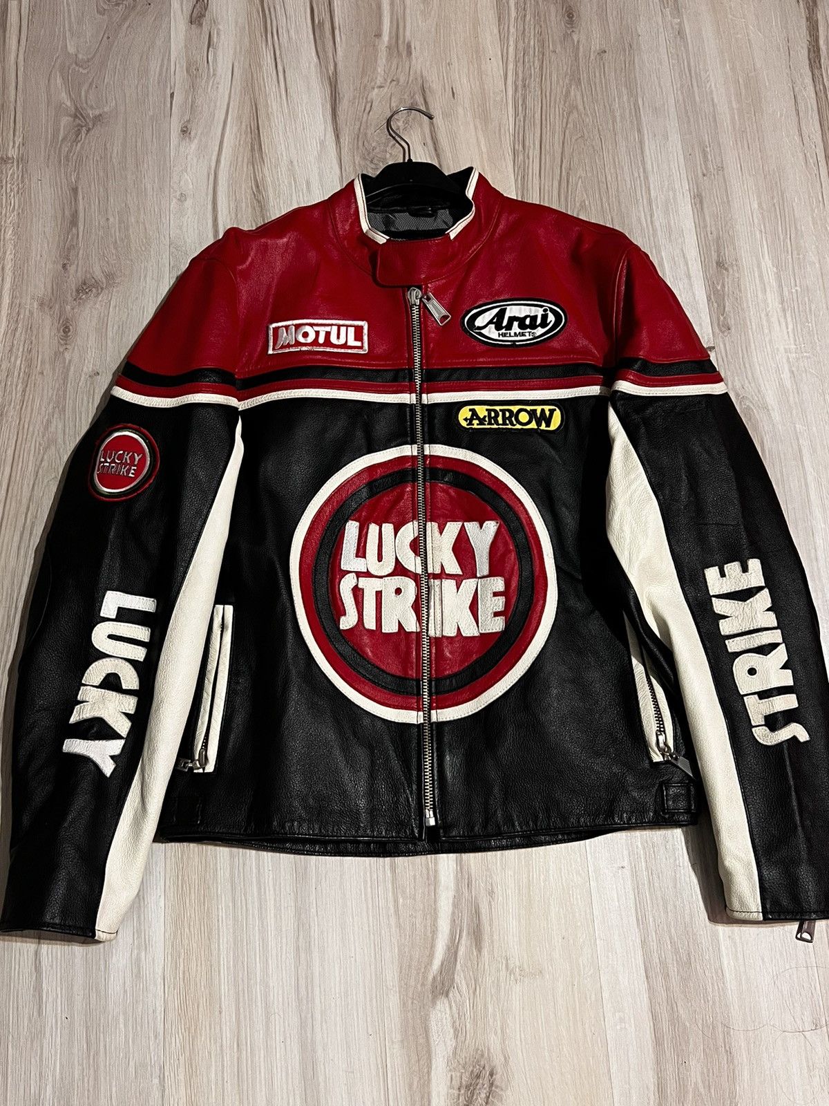 Vintage Very Rare Genuine Leather Racing Jacket Lucky Strike Grail ...
