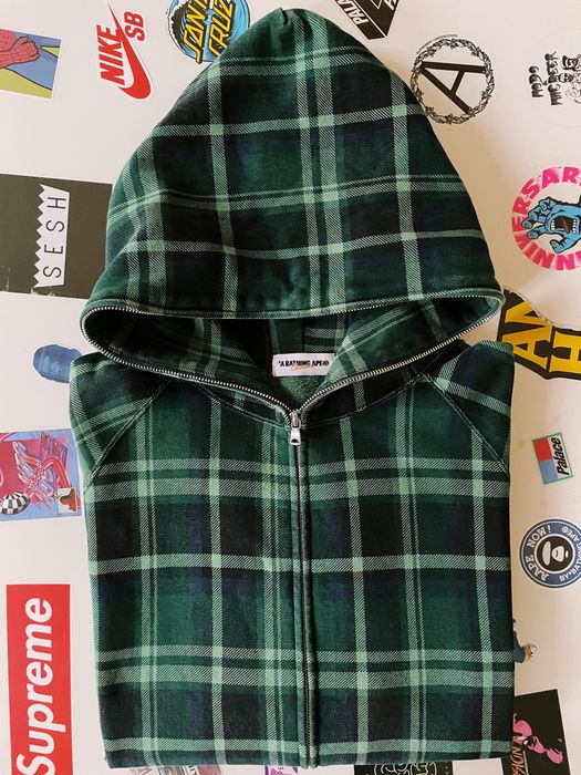Bape Vintage Y2K Bape A Bathing Ape Check Plaid Fullzip Hoodie | Grailed
