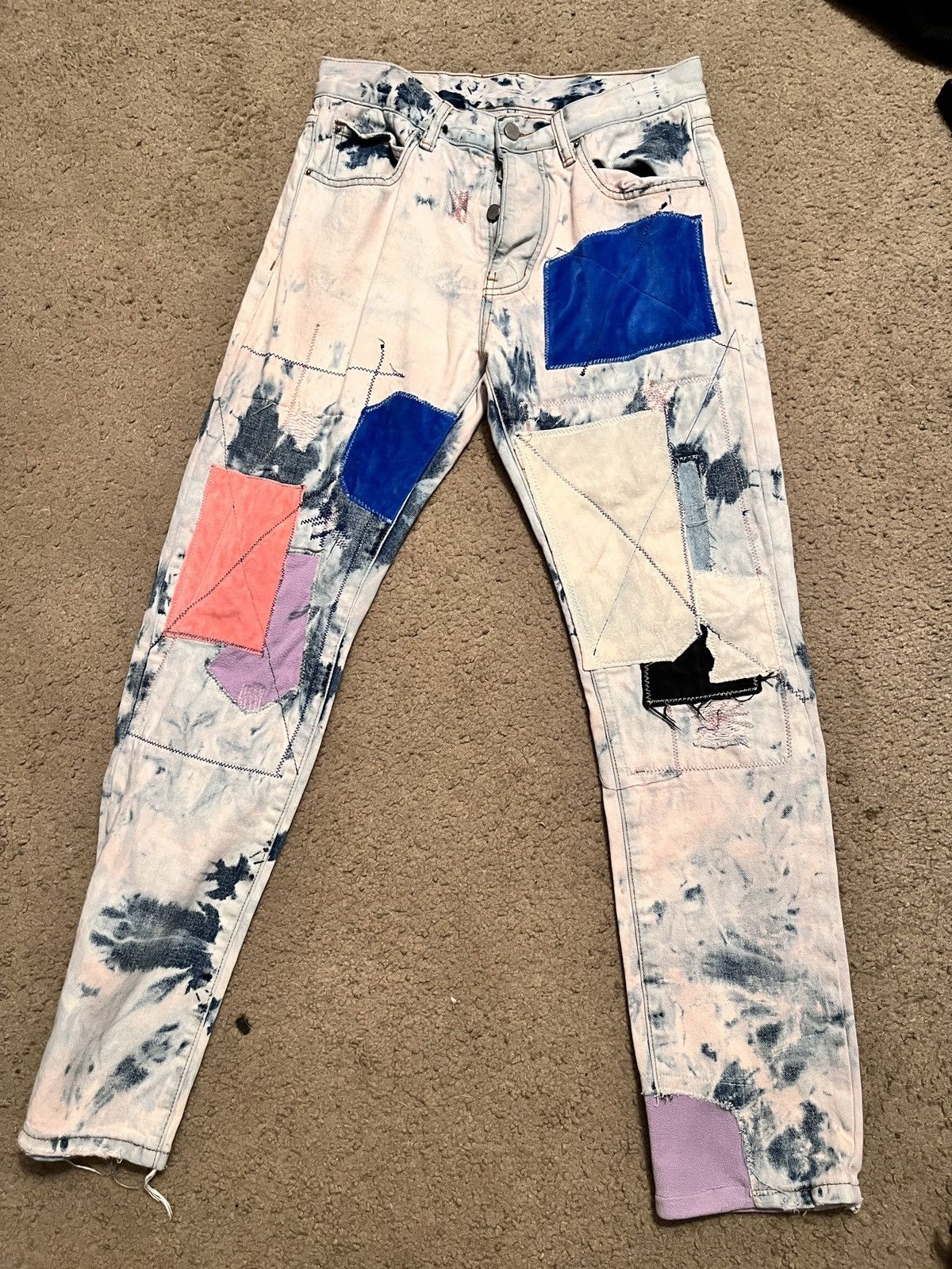 MNML Pink patch work mnml jeans | Grailed
