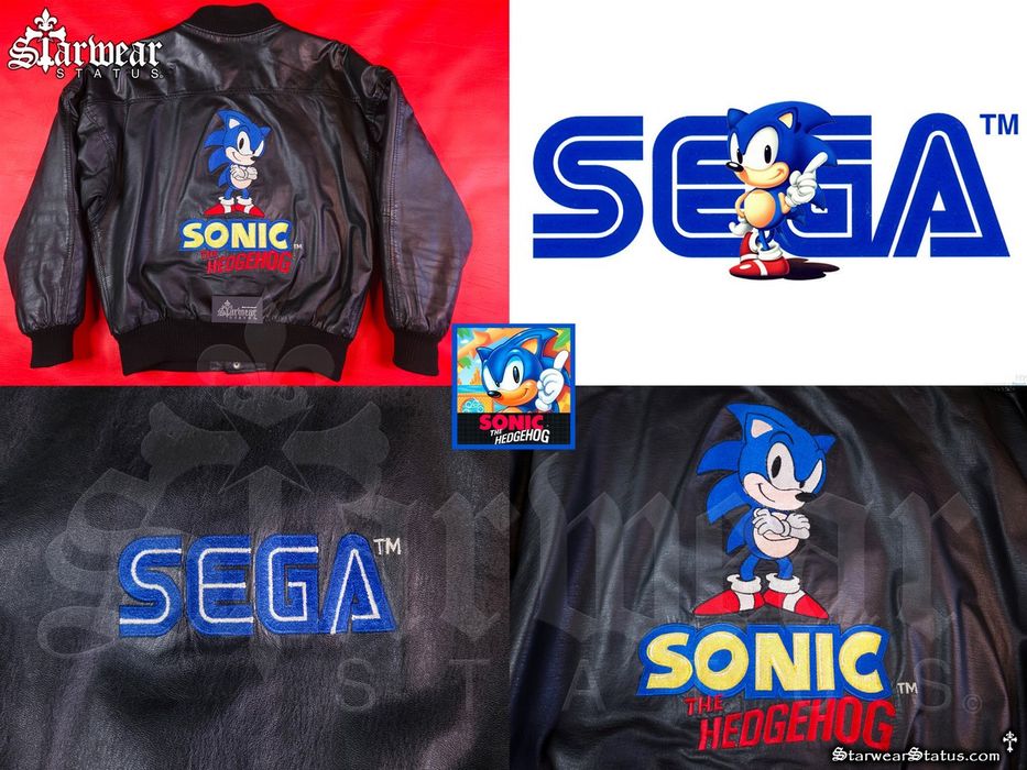 Vintage Vintage 90s SEGA Sonic The Hedgehog Game Crew Leather Jacket ...