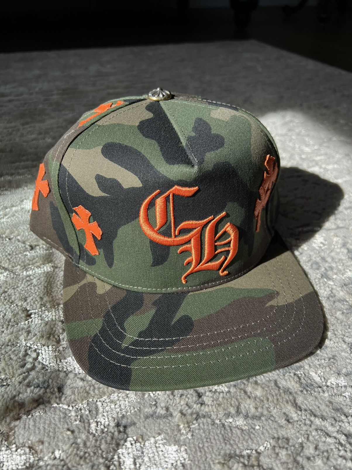 Chrome Hearts Chrome Hearts Camo Orange Cross Patch Hat | Grailed